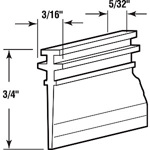 Prime-Line M 6040 Shower Door Bottom Sweep, Double Tee Insert Shape, 3/4 In., 36 In. (Single Pack)
