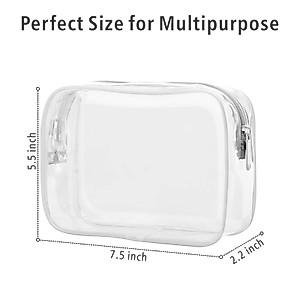 PACKISM Clear Toiletry Bag, 3 Pack TSA Approved Toiletry Bag Quart Size Bag, Travel Makeup Cosmetic Bag for Women Men, Carry on Airport Airline Compliant Bag, White (for age 12 or above)