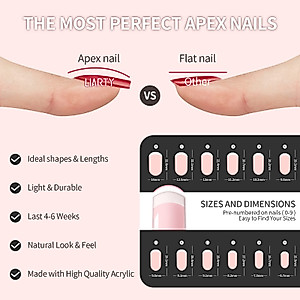 LIARTY 480 Pcs French Press On Nails Medium, French Tip False Nails Manicure, 12 Size Acrylic Full Cover Artificial Fake Nails, Natural