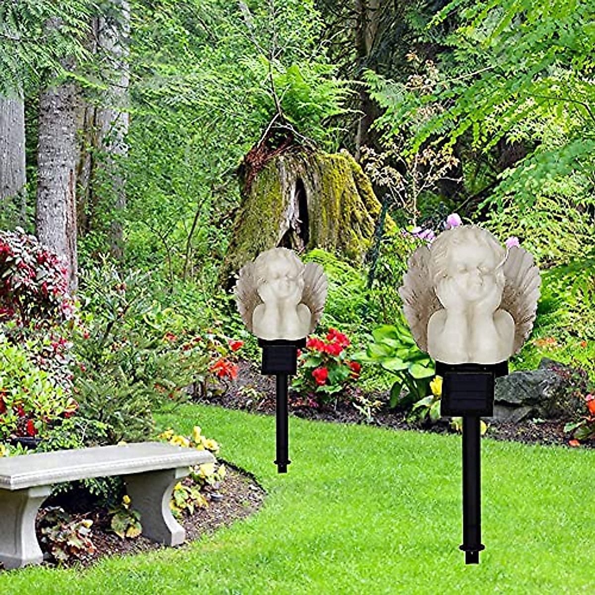 Ghlevo Resin Craft Solar Angel Cupid Christmas Outdoor Decoration Lighting Floor Lamp Chandelier Sun Angel Novelty Landscape Light Path Porch Home Garden Light