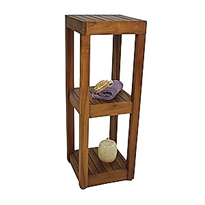 AquaTeak The Original Sula Square Three Tier Teak Bath Stand