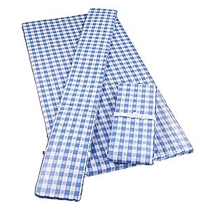 Fox Valley Traders Deluxe Picnic Table Cover with Cushions, 3-Piece Set, Cornflower Blue Gingham