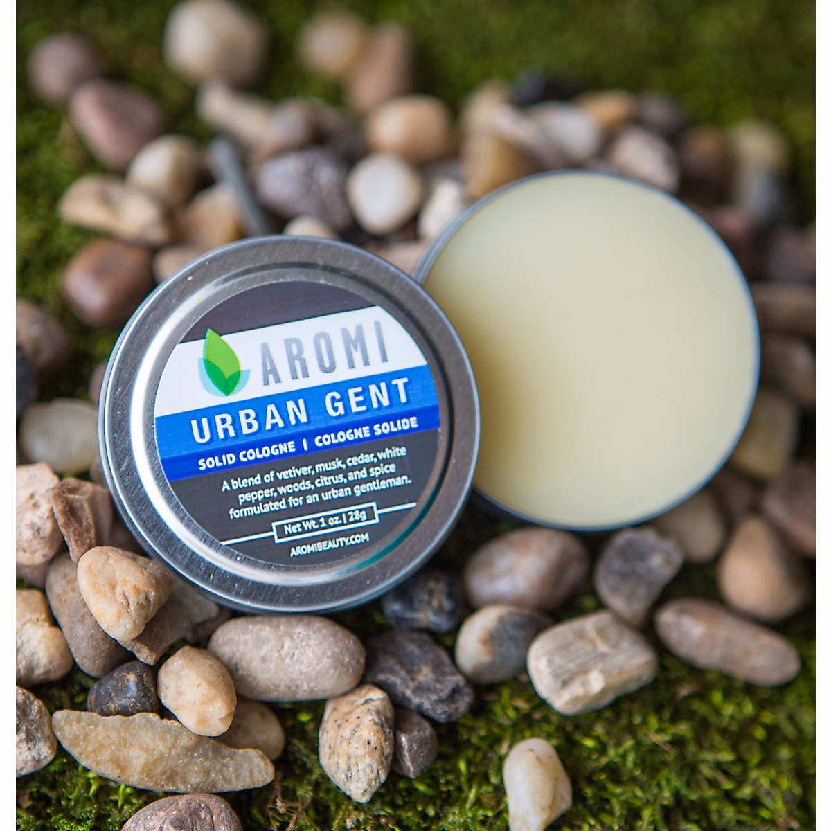 Aromi Solid Cologne | Woodsy Men's Fragrance, White Pepper, Musk, and Cedar Scent, Vegan, Cruelty-free, Travel, Gift, Day, Night, Concentrated (Urban Gent)