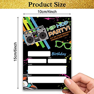 Haizct Put On Your Freshest Threads and Kicks Hip Hop Party Invitations Cards with Envelopes (15 Count) for Adult Teens, Funny Retro Birthday Party Music Dancing Party Invites