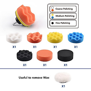 98Pack 3 Inch Car Buffer Polisher Kit with 5/16" & 1/4" Shanks for Sanding, Polishing, Waxing, Sealing Glaze,Sanding Pads Includes P1000-3000 for Drill Attachment