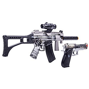 Game Face GFRPKTGS Ghost Affliction Full-Auto Airsoft Rifle And Spring-Powered Pistol Kit, Grey/Smoke