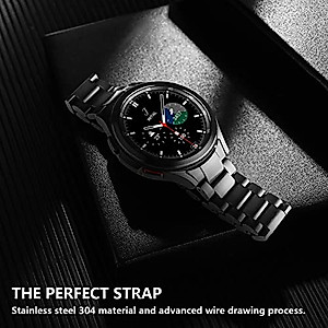 Samsung Galaxy Watch 6 Band Classic 43mm 47mm 40mm 44mm, Samsung Galaxy Watch 5 Band Pro 45mm 40mm 44mm, Samsung Galaxy Watch 4 Band Classic 40mm 44mm 42mm 46mm, No Gap Band Men Solid Stainless Steel (43/47/45/40/44/42/46mm, Black)
