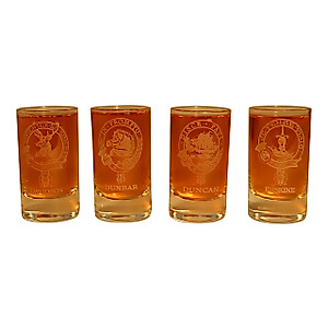 Collins Glencairn Clan Crest Crystal Dram Tot Glass - Davidson Dunbar Duncan Erskine