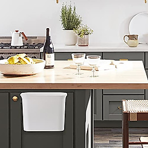 kubvici Small Kitchen Trash Can Mini Hanging Garbage Can, 1.3 Gallon 2 Pack Hanging Trash Cans Tiny Garbage Bin Container Wastebasket Waste Basket for Cabinet Door Drawers, White