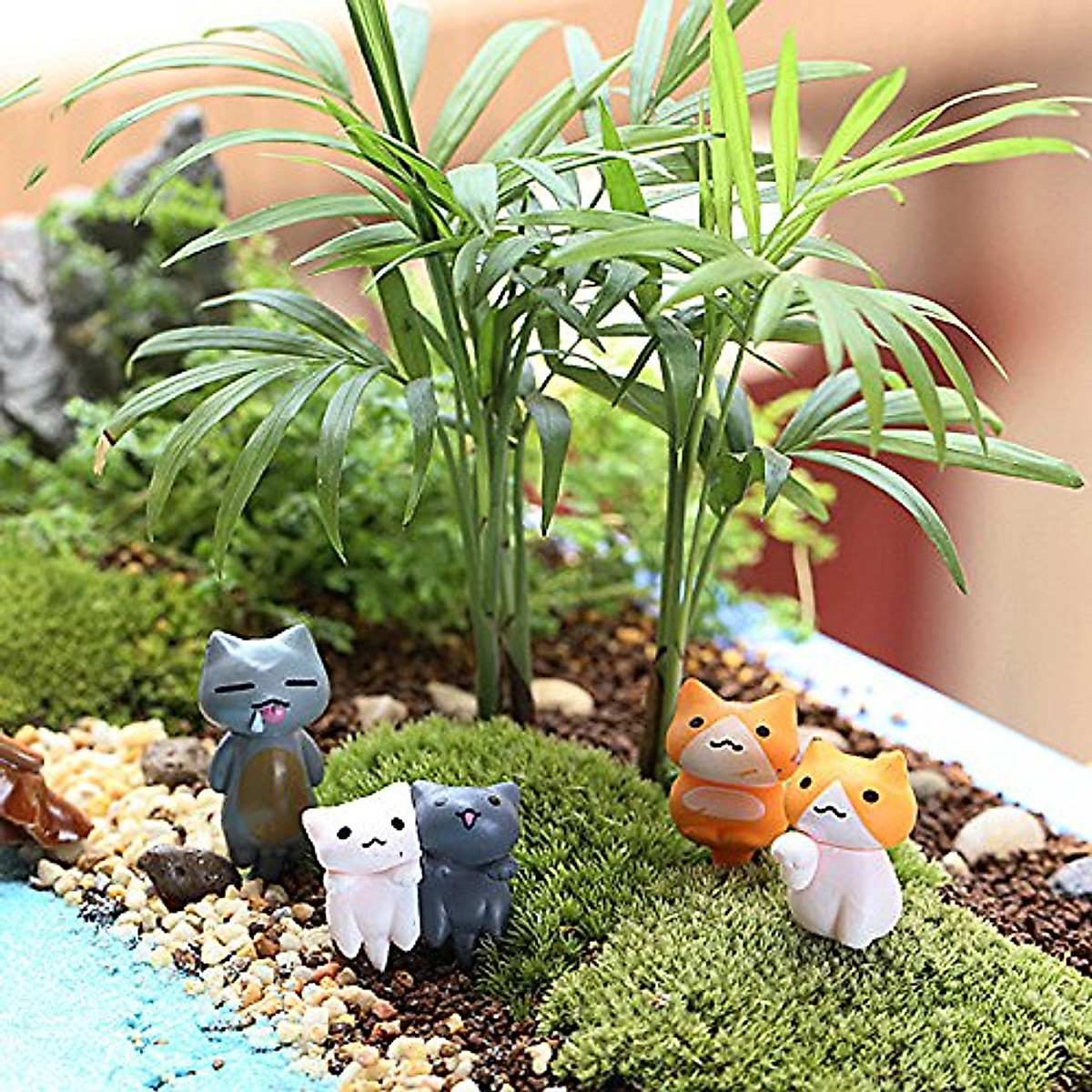 Neko 6pcs Miniature Home Garden Cats - Small Kitty Landscape Decorations – Cute Cat for Crafts, Home Decor, Party Favors and Cake Toppers