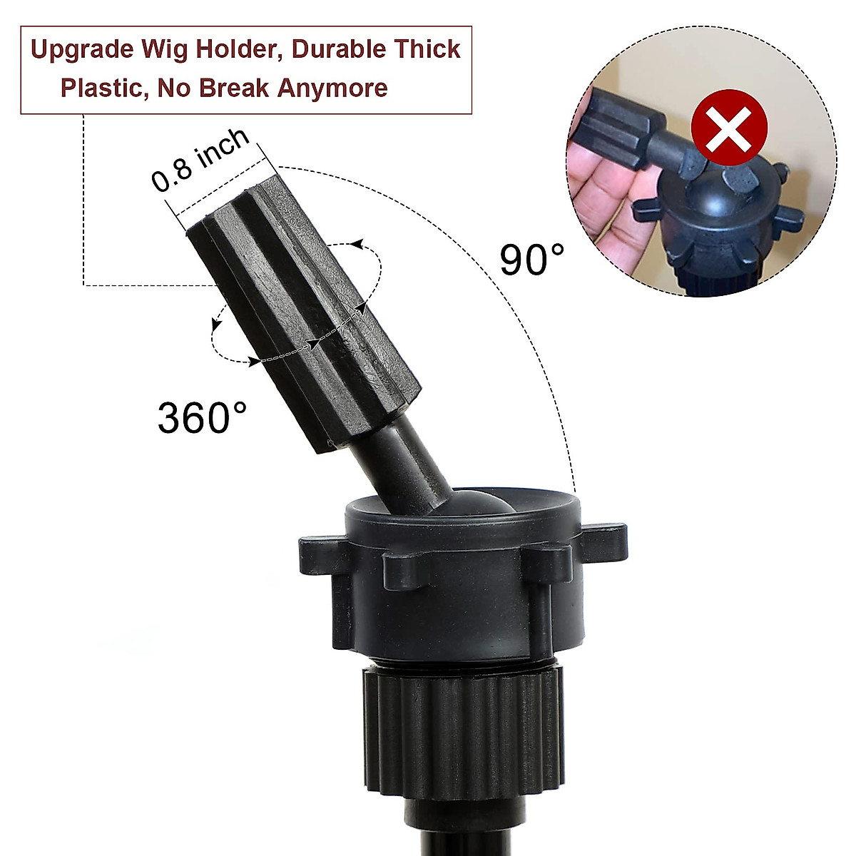 Lihui Wig Stand Tripod Adjustable Wig Head Stand Metal Mannequin Head Stand Tripod Wig Mannequin Head Holder For Cosmetology Hairdressing Styling Training