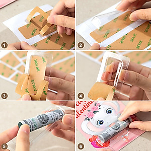 AYZTKUX 70 Packs Plastic Money Holder for Cash, Clear Lip Balm Pouches with Adhesive, Waterproof Money Holder for Cash Gift