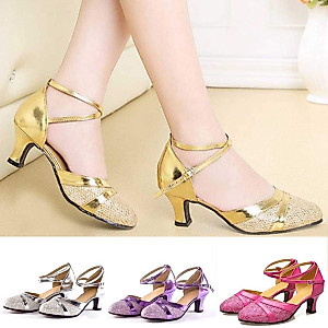 Hot New! Latin Dancing Shoes,Women Ballroom Fashion Tango Salsa Sequins Social Dance High Heels Purple