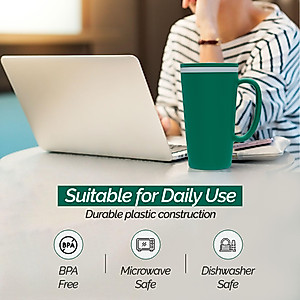 Copco Cone 16oz Insulated Travel Mug with Handle, Double Wall, Slide-Closure Lid, BPA-Free, Microwave & Dishwasher Safe, Reusable Plastic Travel Coffee Tumbler - Portable Coffee Cup (Hunter Green)