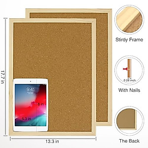JEFURE 2 Pcs Cork Board, 17.7''x13.3'' Bulletin Board, Wooden Framed Corkboards for Wall, Small Cork Board, Vision Board Supplies, Prayer Board, Picture Board for Photos, Office, Home Decor, School