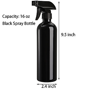 TOPZEA 12 Pack Empty Spray Bottles, 16oz Plastic Durable Black Spraying Bottles with Mist and Stream Option, Leak-proof Sprayers for Cleaning Solutions, Alcohol, Essential Oils, Hair Misting