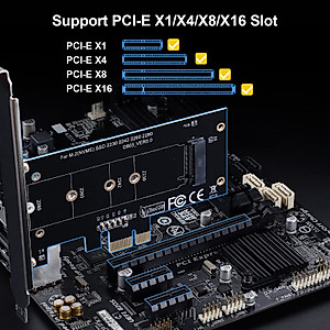 ACTIMED M.2 NVMe to PCIe Adapter, Aluminum Heat Sink, Supports 2230/2242/2260/2280 SSDs, PCIe X1 Interface, Compatible with Windows and Mac OS
