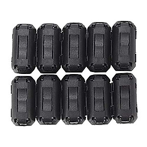 On Clamp Clip RFI Noise Ferrite Filters Black for 5mm Core Cable 10Pcs Other Aux Adapter for Car (Black, One Size)