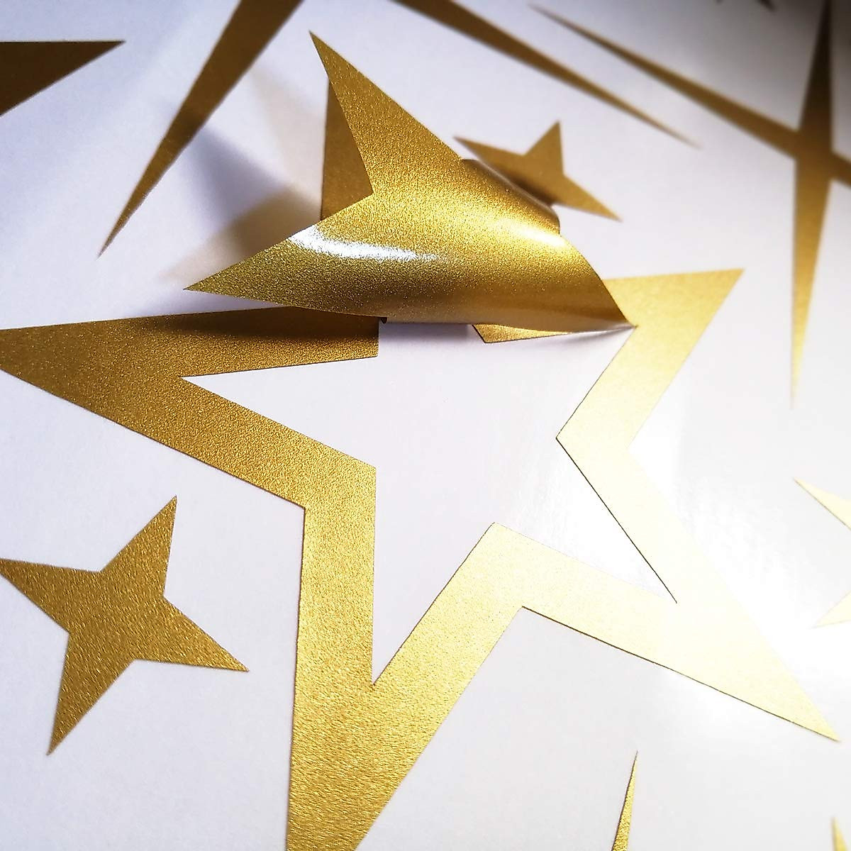 Mozamy Creative Sparkle Star Decals (147 Count) - Gold Star Decals for Bedroom, Removable Peel and Stick, Vintage Gold