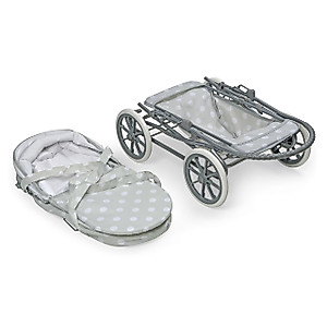 Badger Basket English Style Doll Stroller – Fits 18 to 22-inch Dolls, Classic Pretend Play Toy with Adjustable Canopy