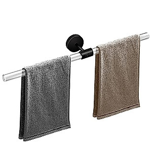 Bjiotun 16 Inch Towel Bar, Acrylic Hand Towel Holder for Bathroom Wall Mounted Towel Rack Rustproof Towel Hanger for Bathroom Cabinet Kitchen (SUS304 Stainless Steel Base, Matte Black)