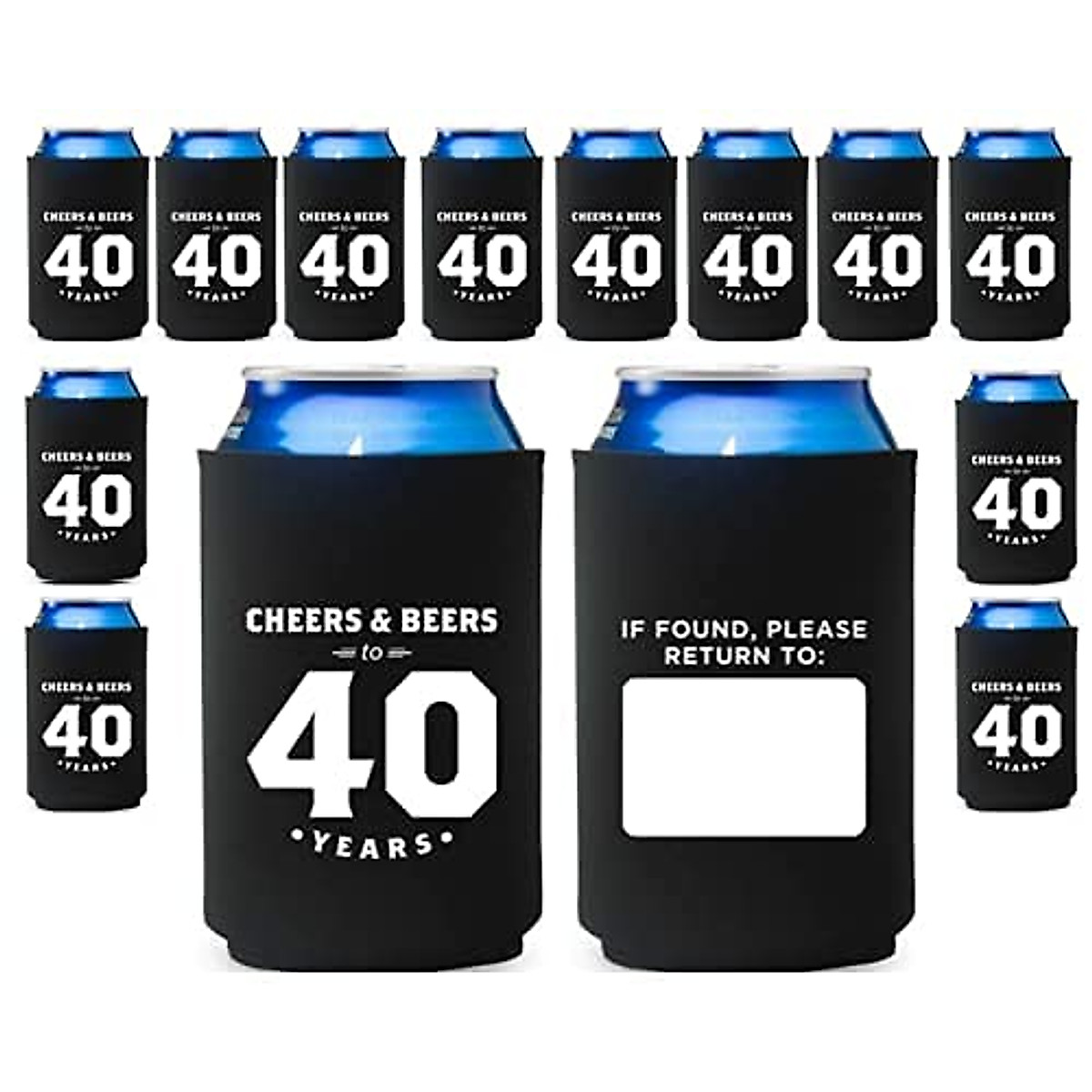 Generic Happy Birthday and Wedding Anniversary Insulated Can Beverage Sleeve Coolers for Beer, Water, Soda - 13 Pack (40th Birthday)