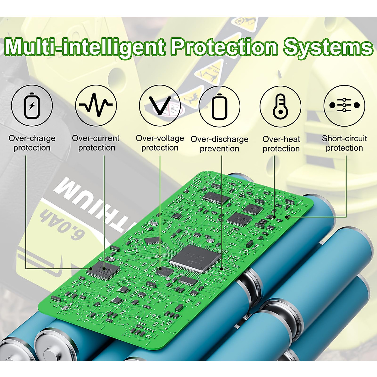 Moticett New Upgraded 6000mAh Replacement for Ryobi 40V Battery 6.0Ah Compatible with Ryobi Lithium Battery 40V Replacement for Ryobi 40 Volt Battery OP4026 OP40601 OP4050A OP4040 OP4030 OP4050