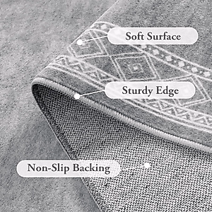 Lahome Modern Bordered Entryway Rugs Indoor- 2x3 Kitchen Rugs Non Slip Washable Ultra-thin Soft Small Rug Indoor Door Mat, Throw Carpet Washable Rugs for Bathroom Bedroom Entry(2x3ft,Grey)