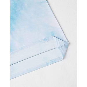 Remidoo Women's Short Sleeve Sun and Moon Print Tie Dye T Shirt Top Casual Tees Loose Blouse Blue Medium