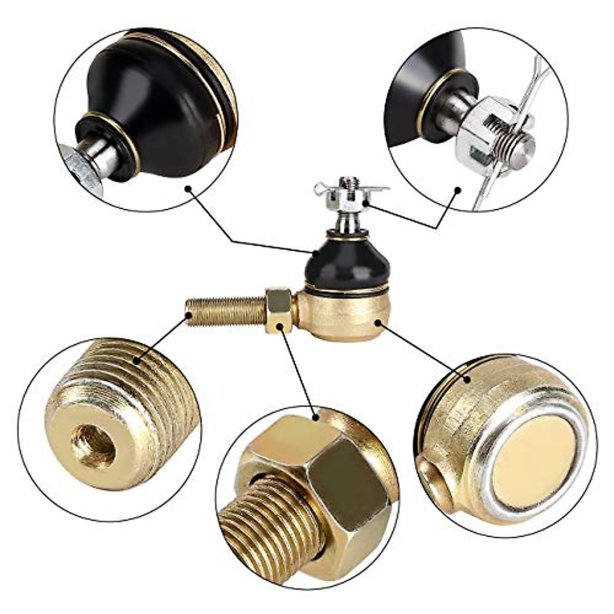 10L0L Golf Cart Tie Rod End Kit for Club Car DS 1976-2008 Gas & Electric, Left-Hand & Right-Hand Thread Ball Joint, OEM# 7539 7540