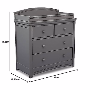 Simmons Kids SlumberTime Emma 4 Drawer Dresser with Changing Top, Greenguard Gold Certified, Grey