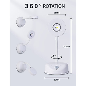 GARTO Spotlight Battery Operated, Motion Sensor Picture Light LED Cat-Eye Bulb Wall Sconce, Stick on Display Accent Lighting Dimmable 360° Rotation Rechargeable for Paintings (White, 1Pack)