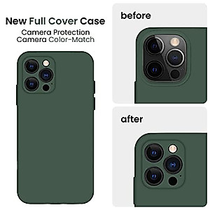 FireNova for iPhone 13 Pro Max Case, Silicone Upgraded [Camera Protection] Phone Case with [2 Screen Protectors], Soft Anti-Scratch Microfiber Lining Inside, 6.7 inch, Alpine Green