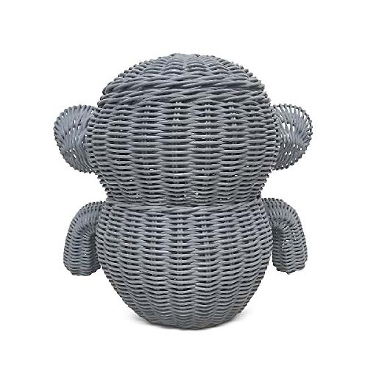 G6 COLLECTION Large Elephant Rattan Storage Basket With Lid Decorative Bin Home Decor Hand Woven Shelf Organizer Cute Handmade Handcrafted Gift Art Decoration Artwork Wicker Elephant (Large, Gray)
