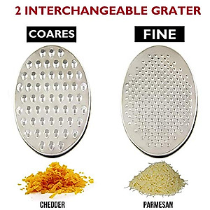 Cheese Grater Citrus Lemon Zester with Food Storage Container & Lid - Perfect For Hard Parmesan Or Soft Cheddar Cheeses, Ginger, Vegetables, Butter, Chocolate & Nutmeg (Black)