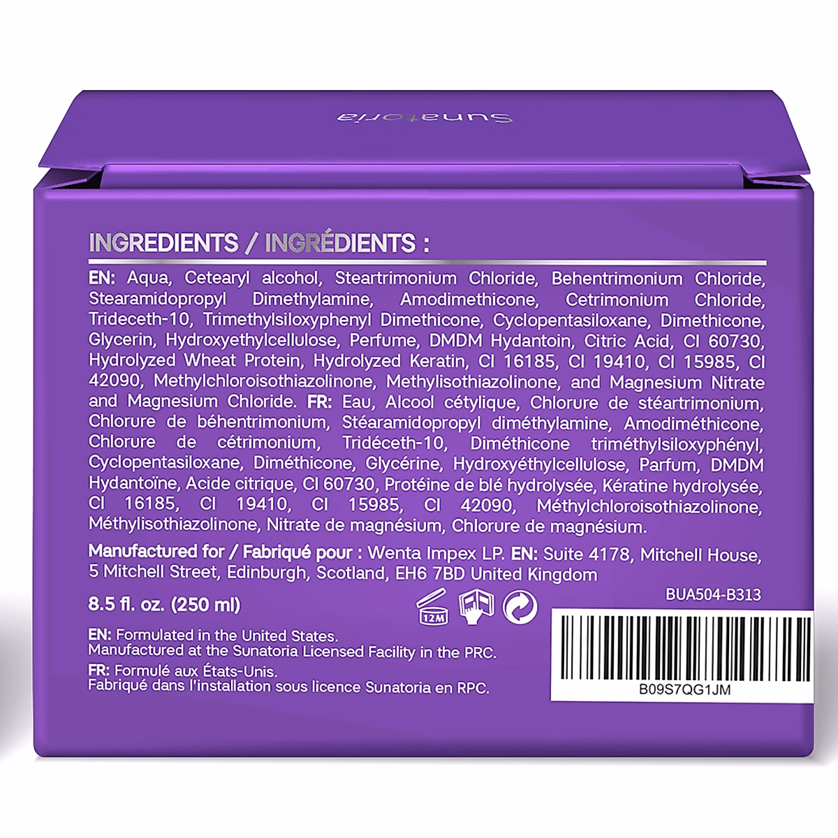 SUNATORIA NEW Keratin Purple Hair Mask- Blonde Hair Purple Toner - Repair & Nourishment Treatment for Bleached, Brassy Hair - No Yellow Tones - Deep Conditioner for Color Treated Locks