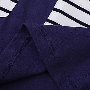 Little Girl Long Sleeve Dress Rainbow Stripe Back to School Pocket Pen Applique Navy Blue Autumn Dresses 6 Years