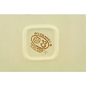 Polish Pottery 9¼-inch Platter (Peacock Dots Theme) + Certificate of Authenticity