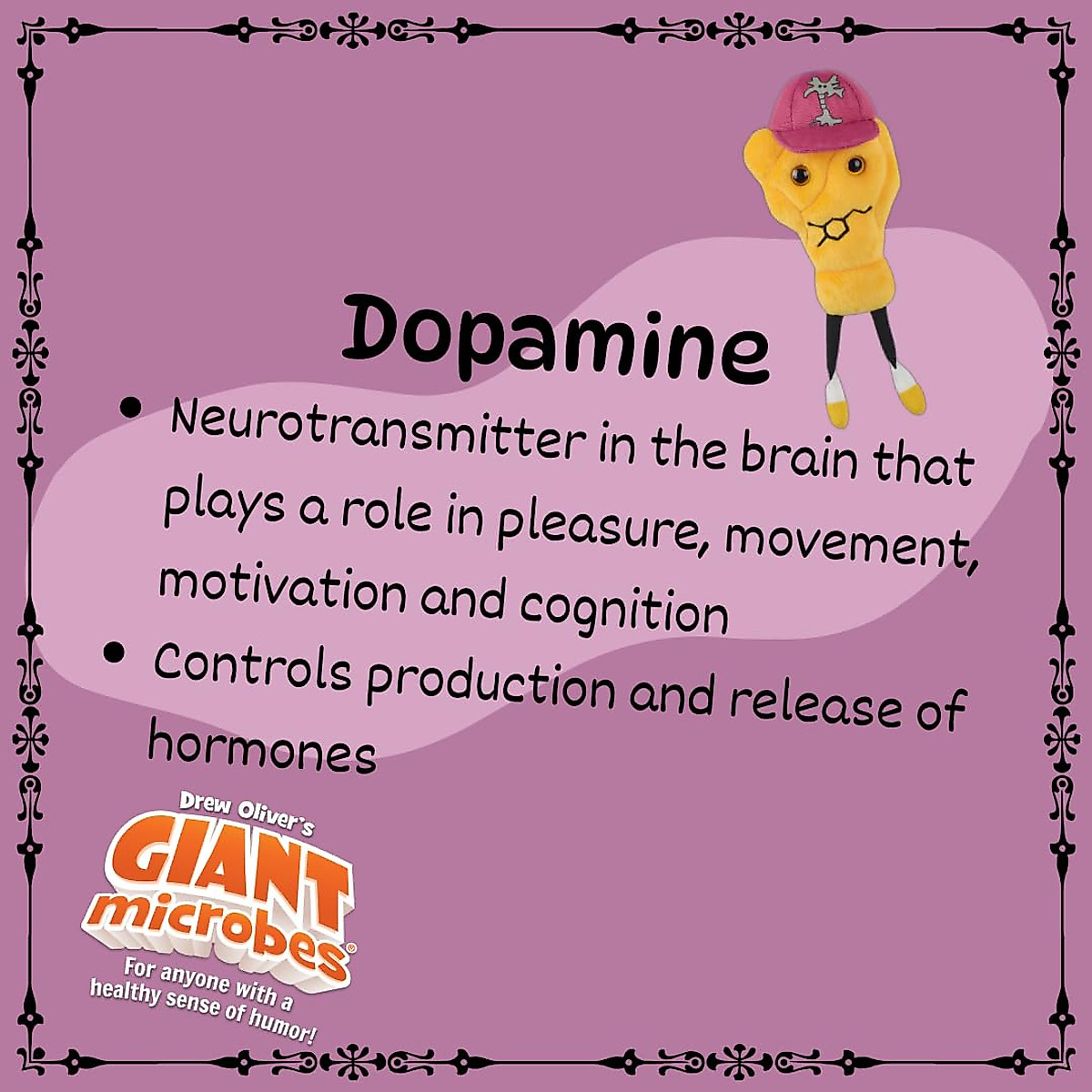GIANTmicrobes Dopamine Plush, Neuroscience Gifts, Brain Gifts, Neurology Gifts, Psychology Gifts, Brain Surgery Recovery Gifts, Psychologist Gifts, Mental Health Gifts