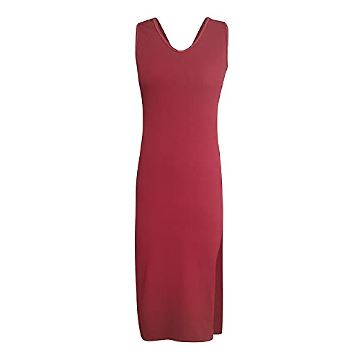 WYTong Women's Sleeveless High Slit Bodycon Summer Beach Vacation Dress Casual Dresses(Wine,Small)