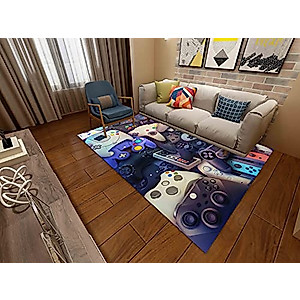Boys Gaming Rug, Room Rugs for Bedroom, Gaming Room Decor Rug Gamer Carpets Throw Rugs Washable Bedroom Home Anti-Skid Floor Polyester Mat, 47"X63"