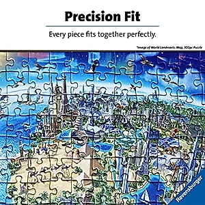 Ravensburger World Landmarks Map | 300-Piece Educational Jigsaw Puzzle for Kids | Unique Pieces | FSC Certified Materials