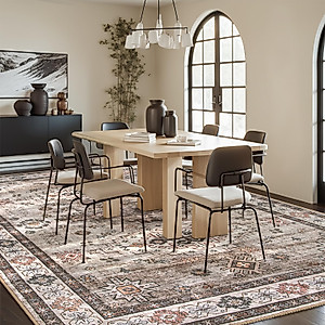 Lahome 8x10 Large Rugs for Living Room, Washable Soft Bedroom Rug 8x10 Under Bed, Ultra-Thin Living Room Rug Non Slip, Vintage Print Aesthetic Carpets for Dining Room Office (Beige, 8'x10')