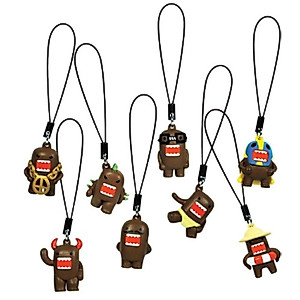 Domo Kun Charm Danglers - Complete Set of 8 Domos - All Keychain Figures Can Attach to Cell Phones, Backpacks, Purse, Keys, Charms, Zipper Puller