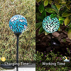 VCUTEKA Solar Lights Outdoor Decorative - Mosaic Solar Garden Light Waterpoof LED Pathway Stake Light for Landscape Lawn Patio Yard Decoration, Blue 1 Pack