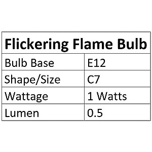 Tupkee C7 Flickering Flame Bulb – 1W, Light Bulb with Orange Glow That flickers and Dances up and Down - Replacement for E12 Base Christmas Candolier Window Candle - 2/Pkg