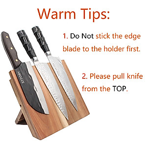Kitory Foldable Knife Stand Magnetic Knife Block Acacia Wood Knife Storage Board Kitchen Knives Holder Wooden Cutlery Display Stand Storage Rack, 2024 Gifts For Women and Men