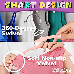 MIZGI Velvet Baby Hangers 50-Pack,No Shoulder Bump Children‘s Hangers for Baby,Infant&Toddler Clothes,Durable Space Saving Non Slip Kids Hangers,Felt Rounded Clothes Hangers for Everyday Closet Use