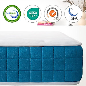 BreezeRest Twin XL Mattress 10 Inch Hybrid Mattress Bed in a Box,Medium Firm (with Free Memory Foam Topper) Cooling Gel Memory Foam Mattress with Individually Innerspring Pocket Coils Pressure Relief