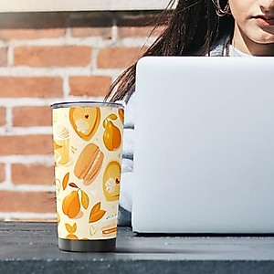 QWEUIOP 20oz Insulated Travel Coffee Mug Cake Peach Pattern Stainless Steel Tumbler with Lid Double Wall Vacuum Coffee Cup For Hot and Cold Drinks14134